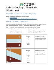 Lab Geologic Time Exercise Worksheet RMCedits Docx Lab Geologic Time Lab Worksheet