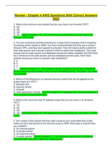 review chapter 4 aws questions with correct answers 2022 chapter 4