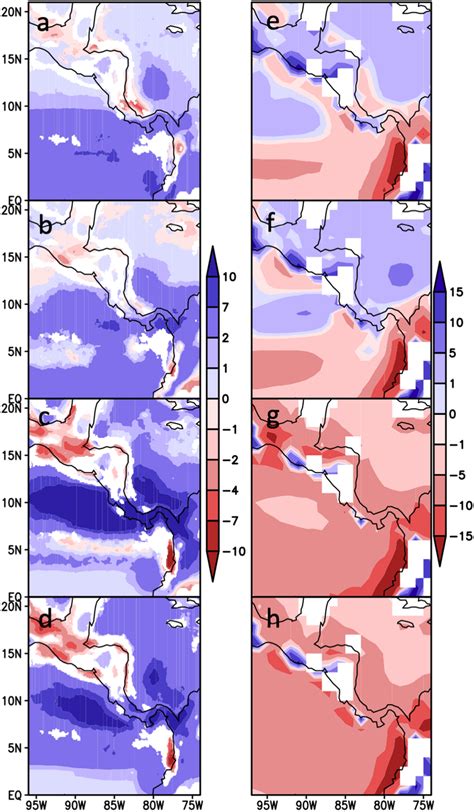 The Seasonal Mean Climatological Error Of Ad Rainfall Mm Day⁻¹ And