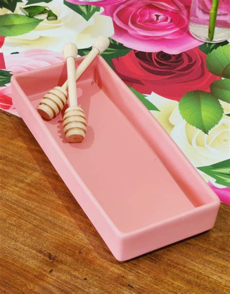 מגש חרס להגשה או דקורציה ורוד פודרה מלבני 10 24 סמ Briday אביזרים מעוצבים לאירועים