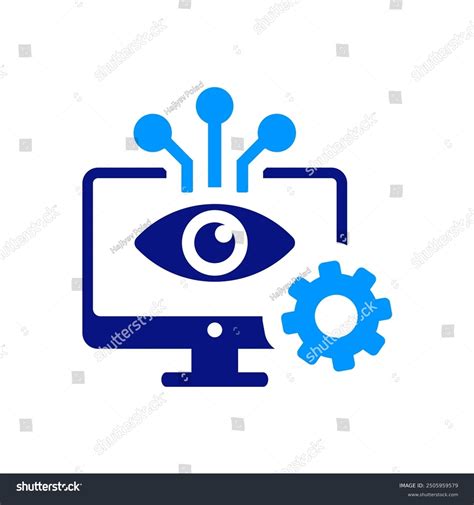 Eye Inside Computer Monitor Connection Points Stock Vector Royalty