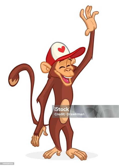 만화 재미 원숭이 침팬지입니다 고립된 행복한 원숭이 캐릭터 디자인의 벡터 그림 가공의 인물에 대한 스톡 벡터 아트 및 기타 이미지 가공의 인물 갈색 거꾸로 Istock
