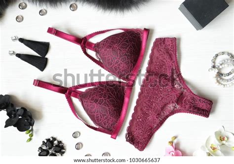 Sexy Burgundy Lingerie Set On White Stock Photo Shutterstock
