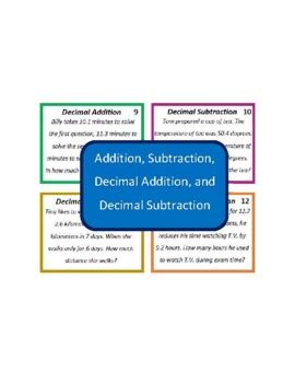 Addition Subtraction Decimal Addition And Decimal Subtraction By Y A