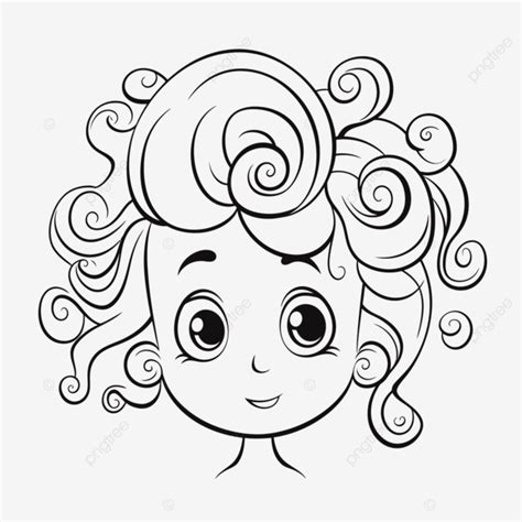 만화 스타일 그림 개요 스케치 드로잉에 곱슬 머리를 가진 아이의 머리 벡터 컬 그리기 컬 개요 컬 스케치 Png 일러스트 및 벡터 에 대한 무료 다운로드 Pngtree