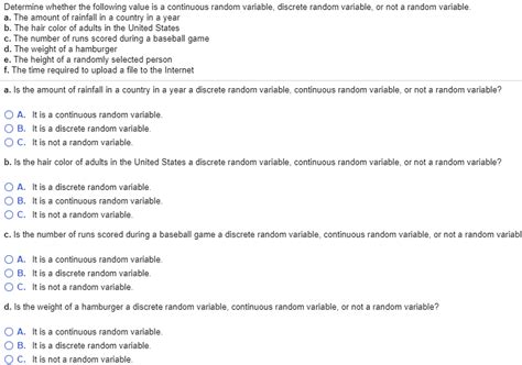 Solved Determine Whether The Following Value Is A Continuous