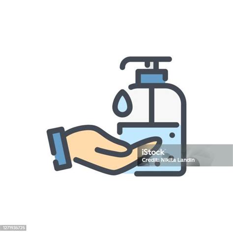 손 소독제 색상 라인 아이콘 손 위생 젤 벡터 개요 다채로운 기호 건강관리와 의술에 대한 스톡 벡터 아트 및 기타 이미지 건강관리와 의술 그래픽 사용자 인터페이스