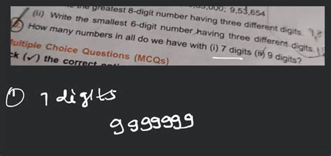 Ii Write The Smallest 6 Digit Number Having Three Different Digits2 H