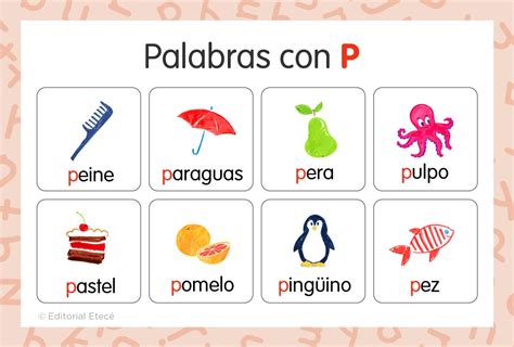 100 Palabras Con P Con Imágenes Palabras Con P La