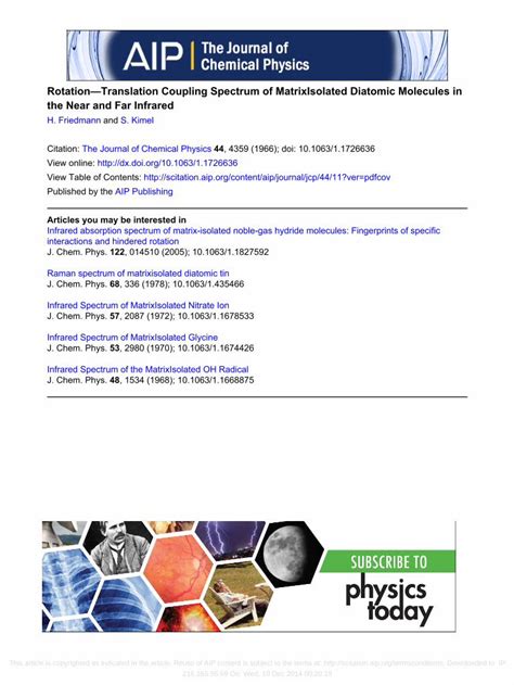 Pdf Rotation—translation Coupling Spectrum Of Matrix Isolated