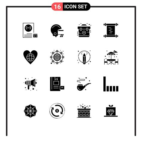 Set Of 16 Modern Ui Icons Symbols Signs For World Ecology Aid Manuscript History Editable Vector