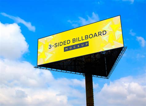 Triangle 3 Sided Unipole Billboard Mockup Free Psd Templates