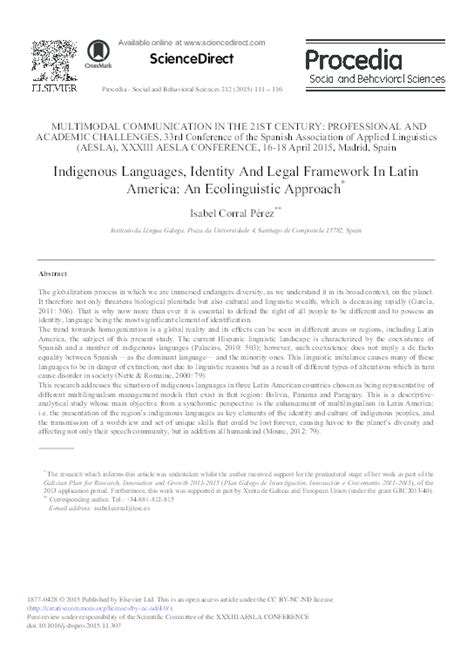 Pdf Indigenous Languages Identity And Legal Framework In Latin