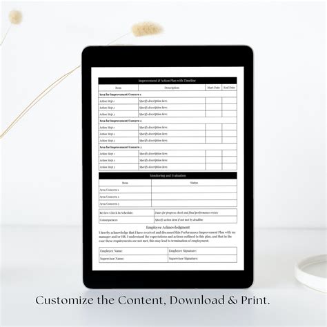 Editable Performance Improvement Plan Template Printable Employee