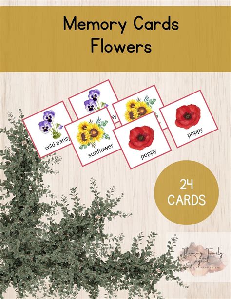 memory game flashcards flowers montessori printable forest schooling
