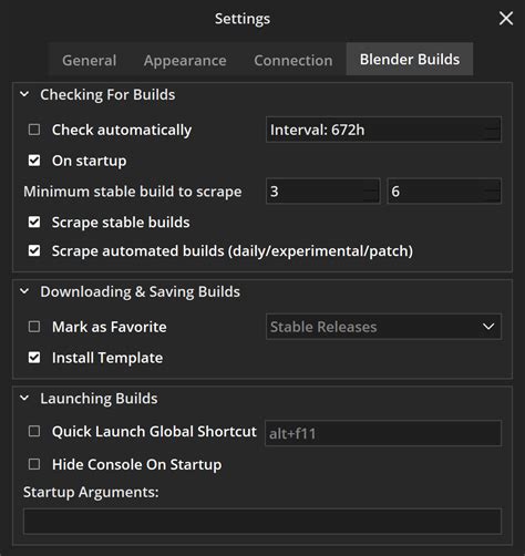 Settings Blender Launcher