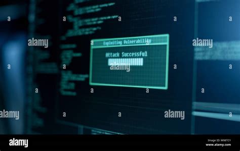 Display Showing Stages Of Hacking In Progress Exploiting Vulnerability Executing And Granted