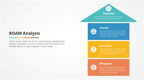 화살표 상단 방향이 있는 슬라이드 프레젠테이션에 대한 로밍 위험 관리 인포그래픽 개념과 플랫 스타일의 4점 목록이 있는 상자 스택 구조 0명에 대한 스톡 벡터 아트 및 기타
