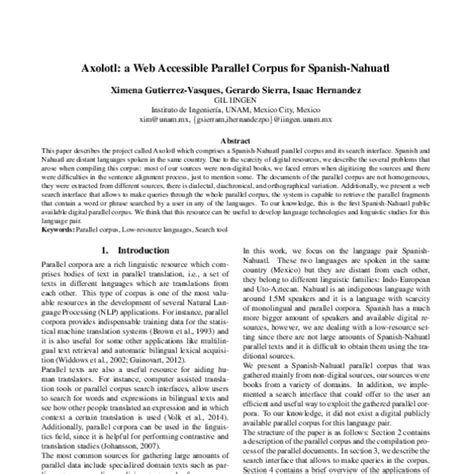 Axolotl A Web Accessible Parallel Corpus For Spanish Nahuatl Acl