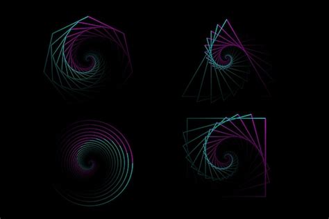 Premium Vector Set Of Twisted Colored Spirals Sacred Geometry Tunnel Premium Vector Set Of Twisted Colored Spirals Sacred Geometry Tunnel