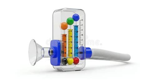 Clear Incentive Spirometer With Colorful Balls On White Background For