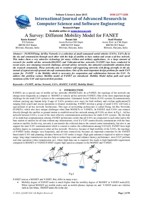 Pdf A Survey Different Mobility Model For Fanet