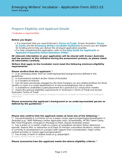 Fillable Online Sbs Emerging Writers Incubator Application Form Fax