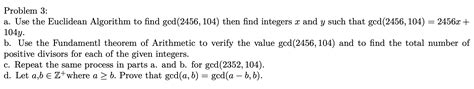 Solved Problem A Use The Euclidean Algorithm To Find Chegg