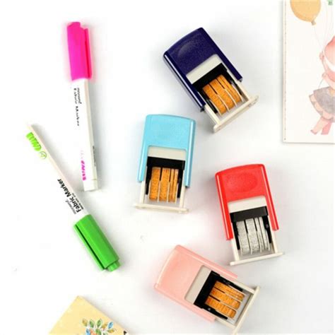 자동 잉크 반환 날짜 스탬프 Diy 스탬프 자동 잉크 핸들 계정 스탬프 날짜 휠 스탬프 소모품 4mm 학용품