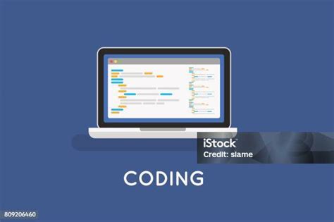 Coding Php Atau Html Pada Laptop Aplikasi Seluler Pemrograman Ilustrasi Stok Unduh Gambar