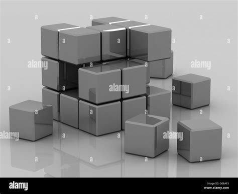 Metal Cube Assembling From Blocks Stock Photo Alamy