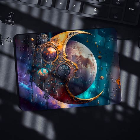 Steampunk Moon Digital Art Print Printable Fantasy Wall Art Poster Svg And Png Instant Download