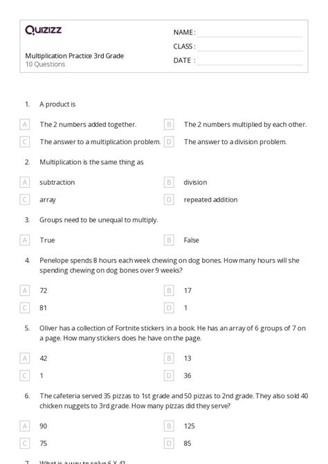 50 Multiplication And Skip Counting Worksheets For 3rd Class On