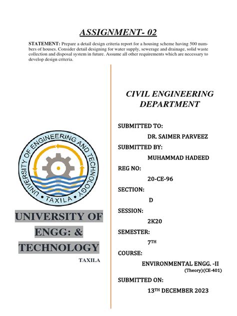 20 ce 96 ee ii assignment 3 pdf sanitary sewer sewage