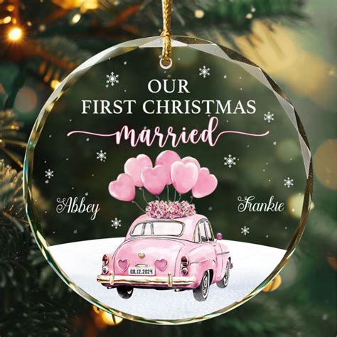 Personalized First Christmas Married Ornament Perfect T For Newlyweds Canvas Personalized