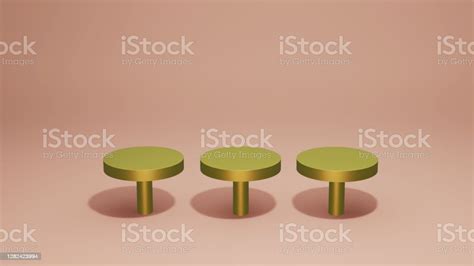 3d 렌더 이미지 골든 제품 연단 디스플레이 또는 쇼케이스 파스텔 핑크 색상의 배경 스튜디오 0명에 대한 스톡 사진 및 기타 이미지 Istock