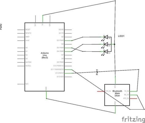 Android controla LEDs RGB con Arduino Paso Diagrama del circuito y diagramas esquemáticos