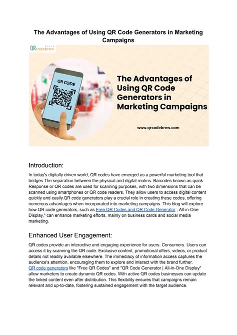 The Advantages Of Using Qr Code Generators In Marketing Campaigns By