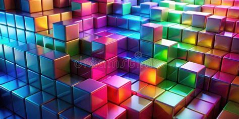 Abstract Colorful Metallic Cubes Background A Vibrant Composition Of