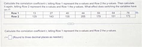 Solved Calculate The Correlation Coefficient R Letting Row Chegg