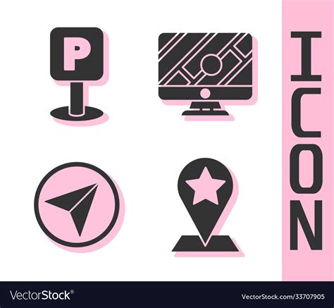 Set Map Pointer With Star Parking Infographic Vector Image