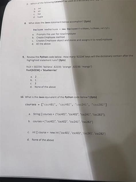 Solved 11 Which Of The Following Commandkeyword Is Used To