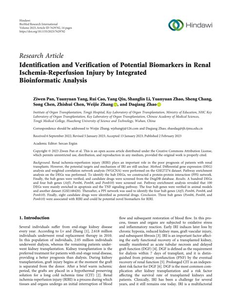 Pdf Identification And Verification Of Potential Biomarkers In Renal