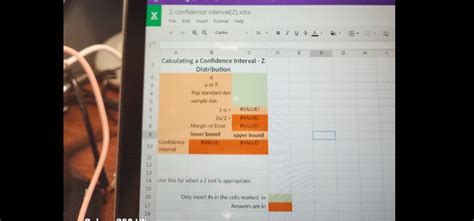 Z Confidence Interval 2xisx Fle Edit Insert Format