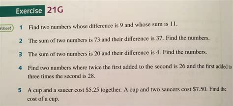 Solved Exercise Sheet Find Two Numbers Whose Chegg