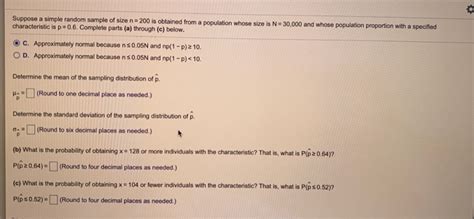 solved suppose a random sample size of size n 200 is