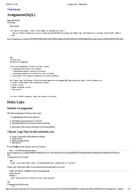 Assignment Databricks SQL Delta Lake Module 4 Final Assignment Studocu