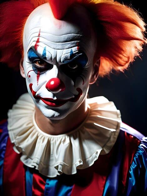 Premium Ai Image Portrait Of A Scary Clown On A Dark Background