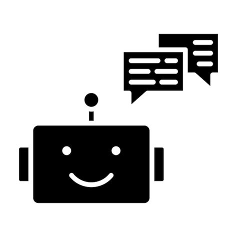 Premium Vector Chat Bot Glyph Solid Black Illustration
