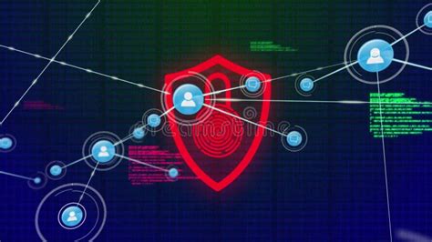 Cybersecurity Shield With Network Connections Processing Data In Animated Visual Stock Footage